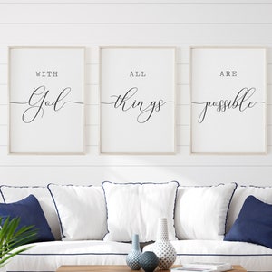 Scripture Wall Decor, Bible Verse Print, With God All Things Are ...