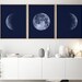 Moon Decor Bedroom Printable Art Set of 3 Moon Phases Moon - Etsy