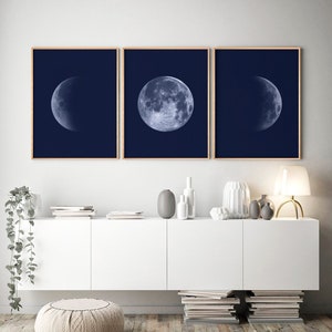 Moon Decor Bedroom, Printable Art, Set of 3 Moon Phases, Moon Phases ...