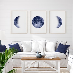 Moon Bedroom Decor, Set of 3 Printable Wall Art, Bedroom Wall Decor ...
