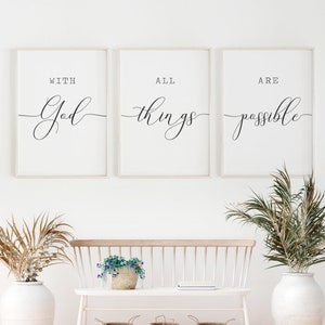 Scripture Wall Decor, Bible Verse Print, With God All Things Are ...
