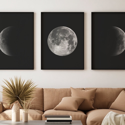 Hand Painted Moons Retro Moon Phases Retro Wall Decor Acrylic Moon ...