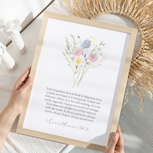 Printable Art 1 Corinthians 13:4-7 | Love Bible Verse | Christian Wall ...