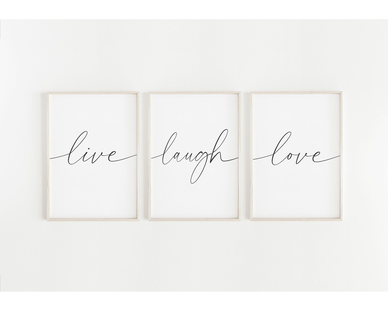 Live Laugh Love Sign, Set of 3 Posters, Minimal Decor, Black and White ...