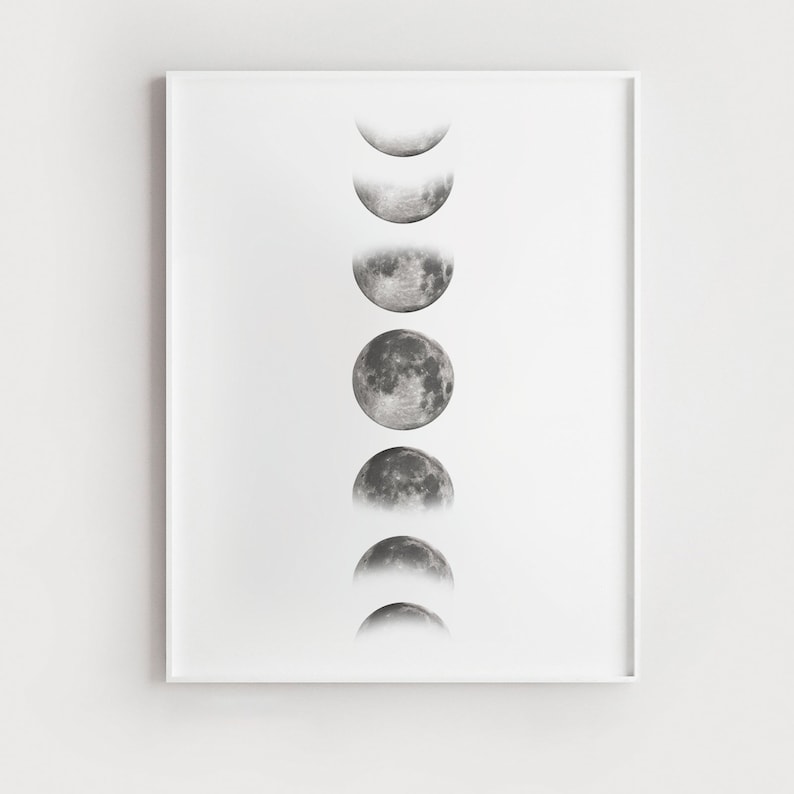 Moon Print Phases of the Moon Moon Wall Art Moon Phases | Etsy