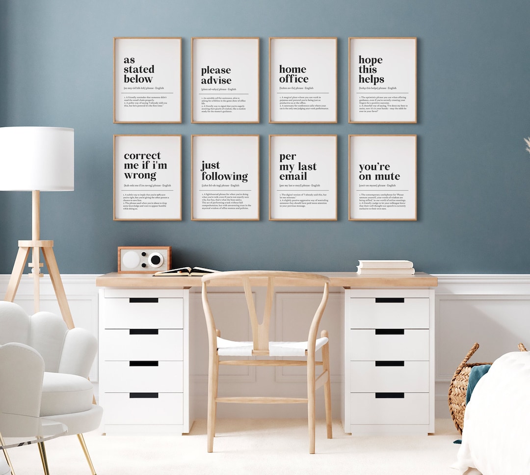 Funny Office Prints, Office Wall Art, Set of 8 Printable Office, Office ...