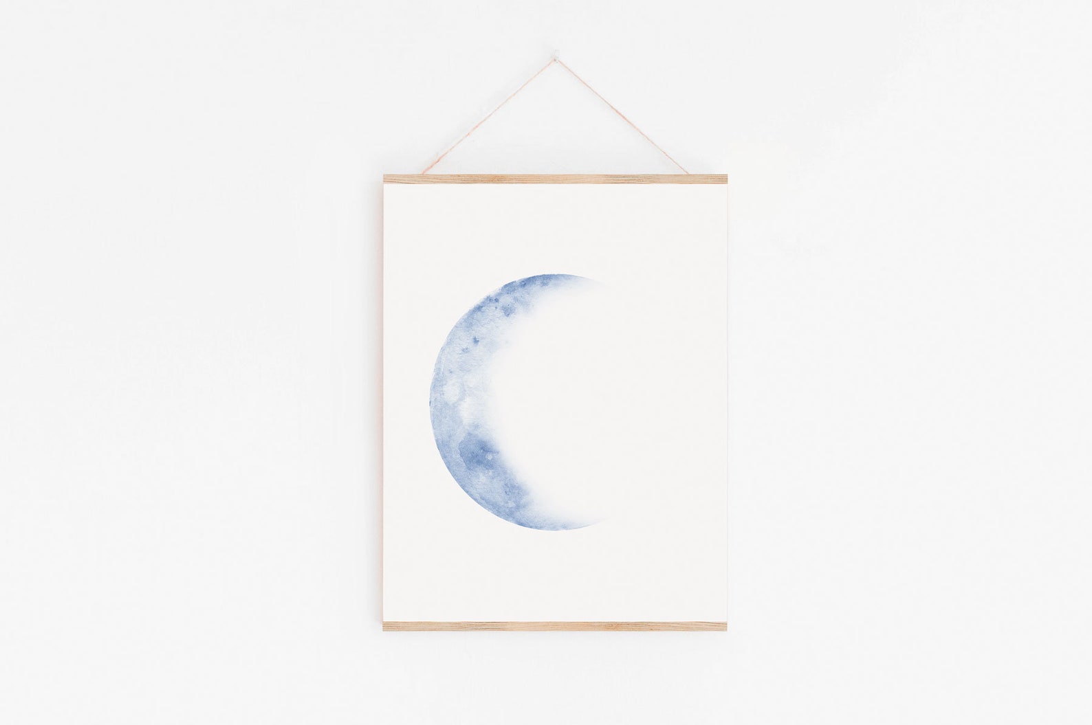 Blue Moon Phase Print Navy Moon Art Nursery Watercolor | Etsy