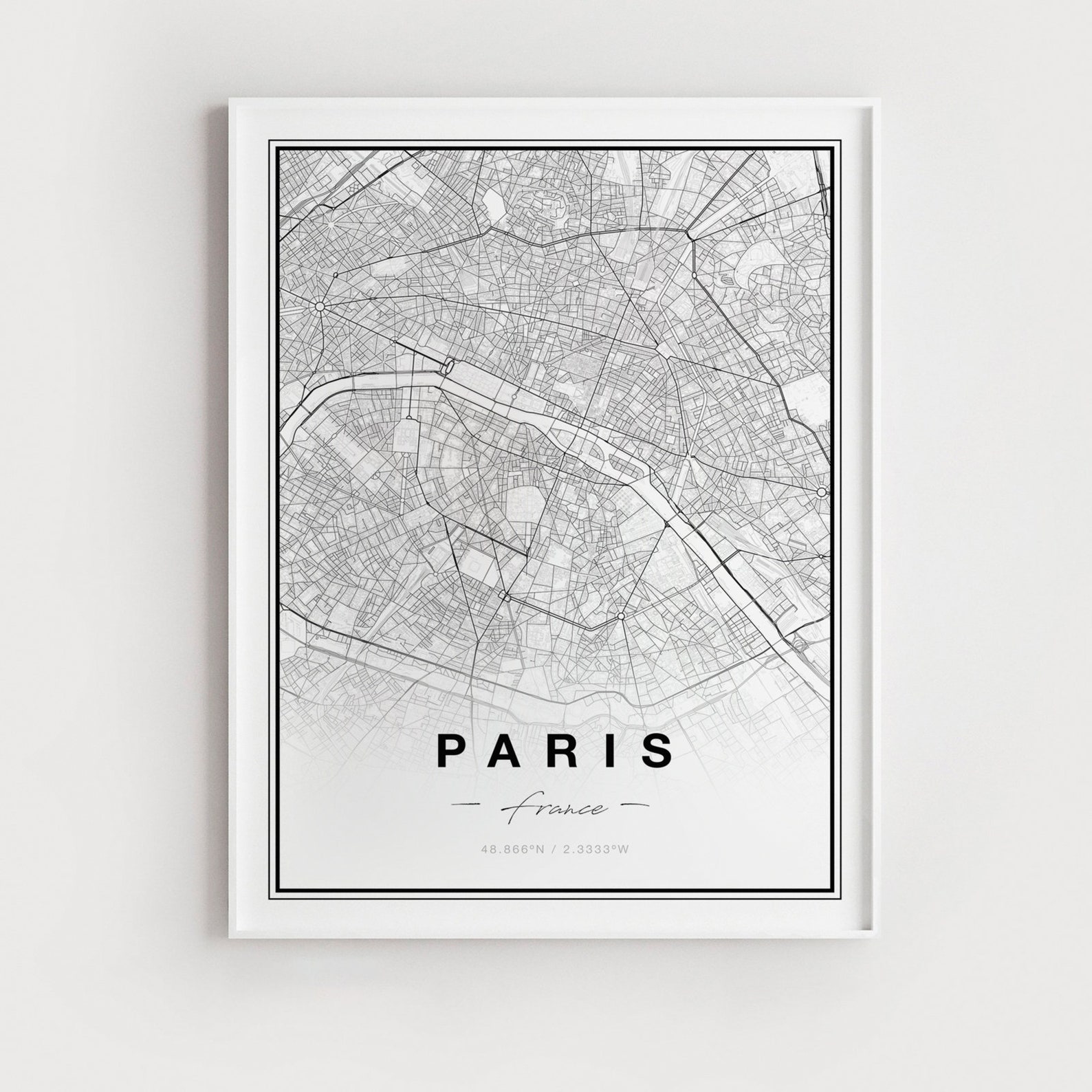 Paris Map Print Printable Map of Paris City Map Art Paris - Etsy