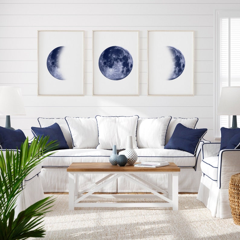 Moon Bedroom Decor, Set of 3 Printable Wall Art, Bedroom Wall Decor ...