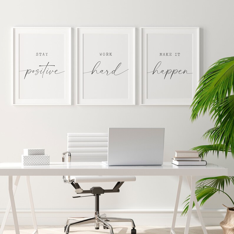 Stay Positive Work Hard Make It Happen Office Wall Decor - Etsy