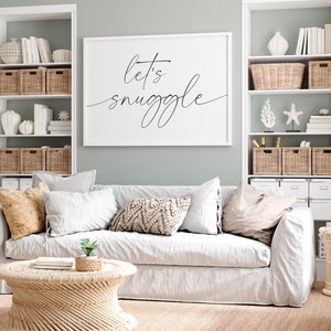 Let's Snuggle Sign, Lets Snuggle Printable, Master Bedroom Wall Decor ...