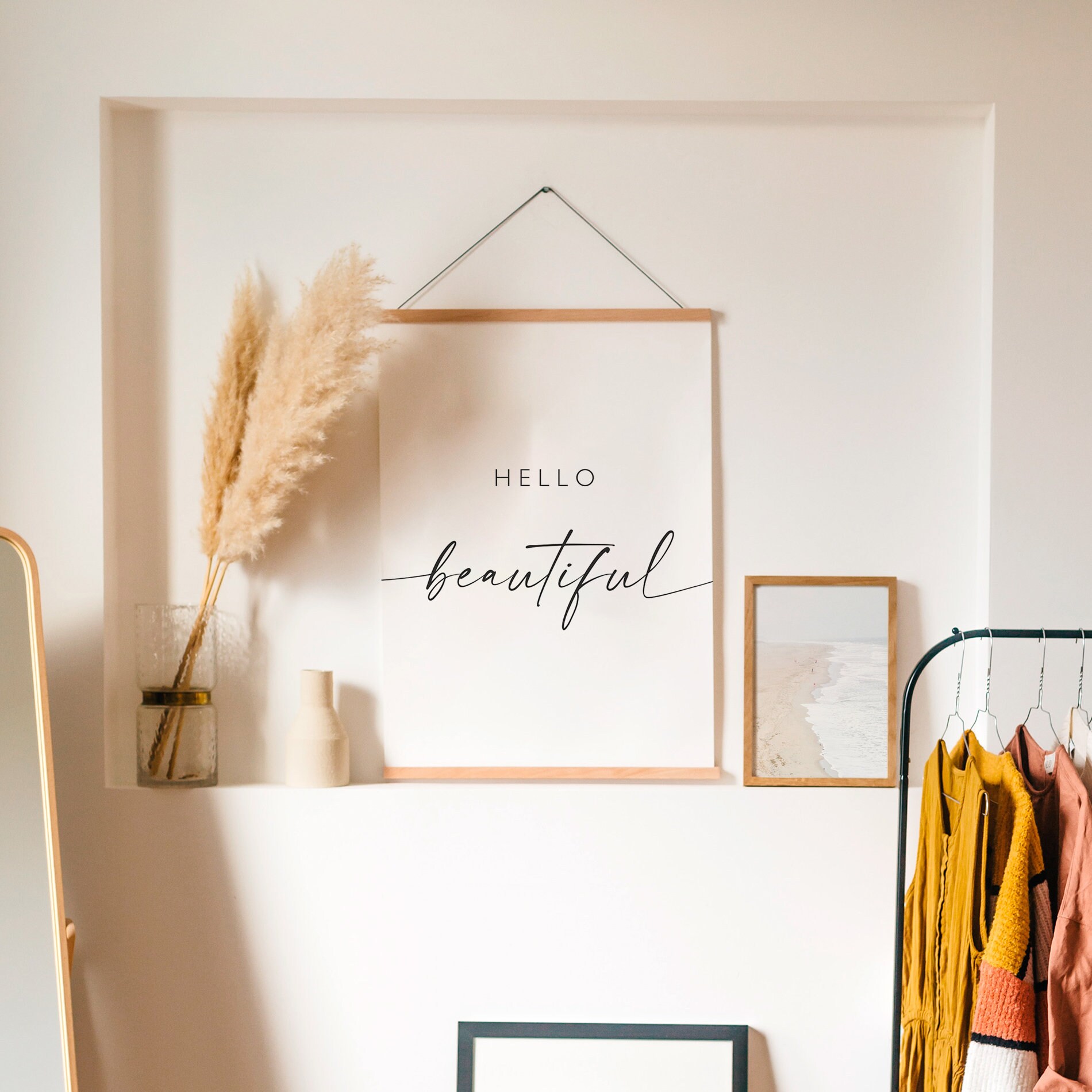 Hello Beautiful Sign Printable Quotes Bedroom Wall Decor | Etsy