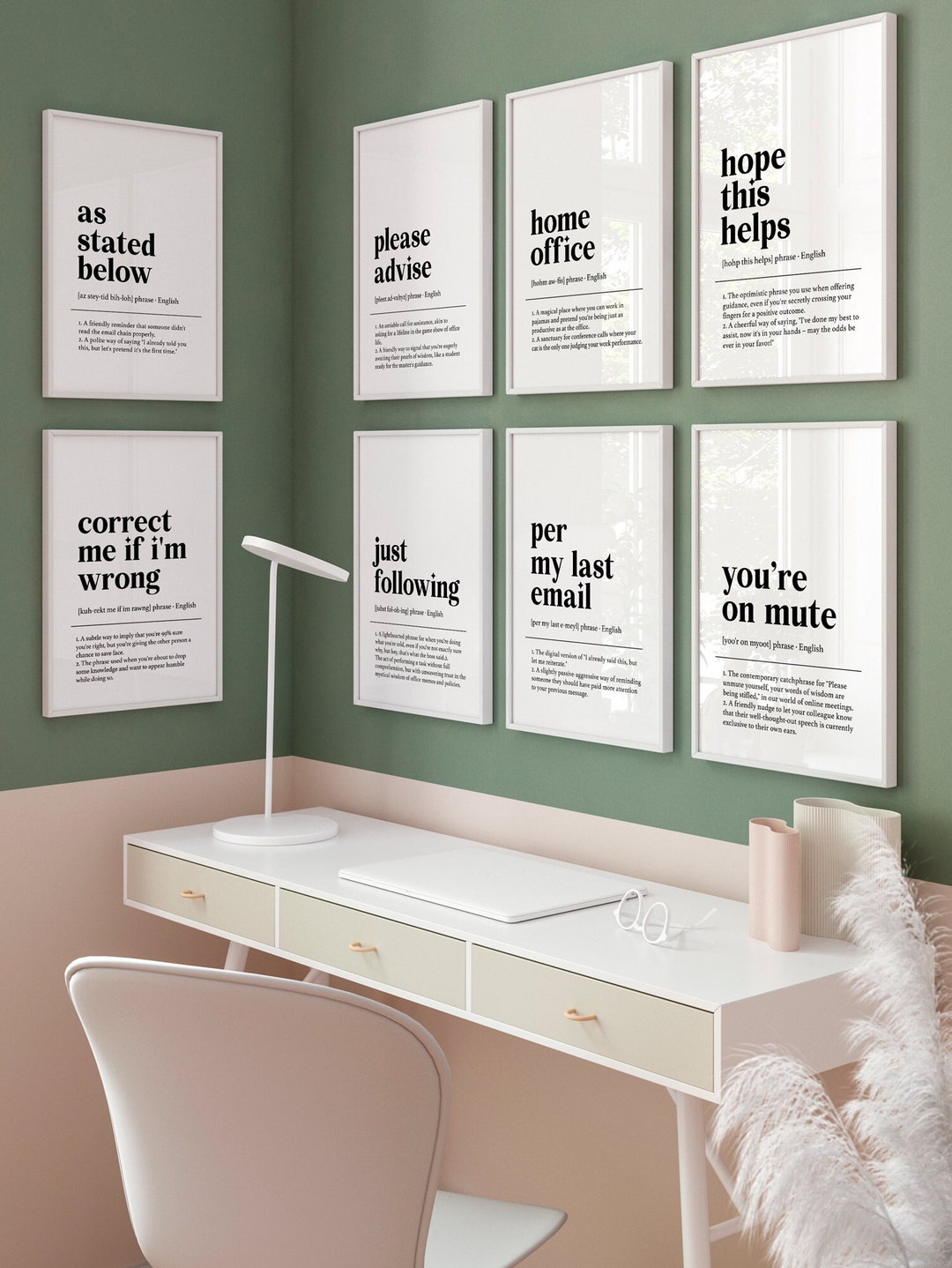 Funny Office Prints, Office Wall Art, Set of 8 Printable Office, Office ...