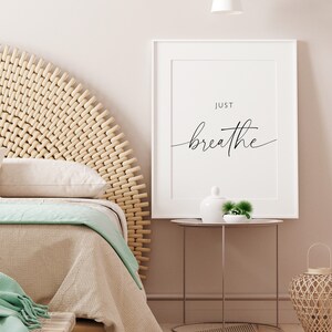 Just Breathe Print, Printable Art, Just Breathe Sign, Inhale Exhale ...