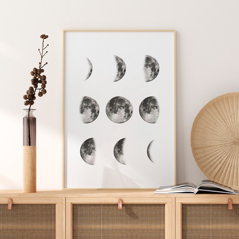Moon Printable Art Moon Phases Print Moon Phase Wall Art | Etsy