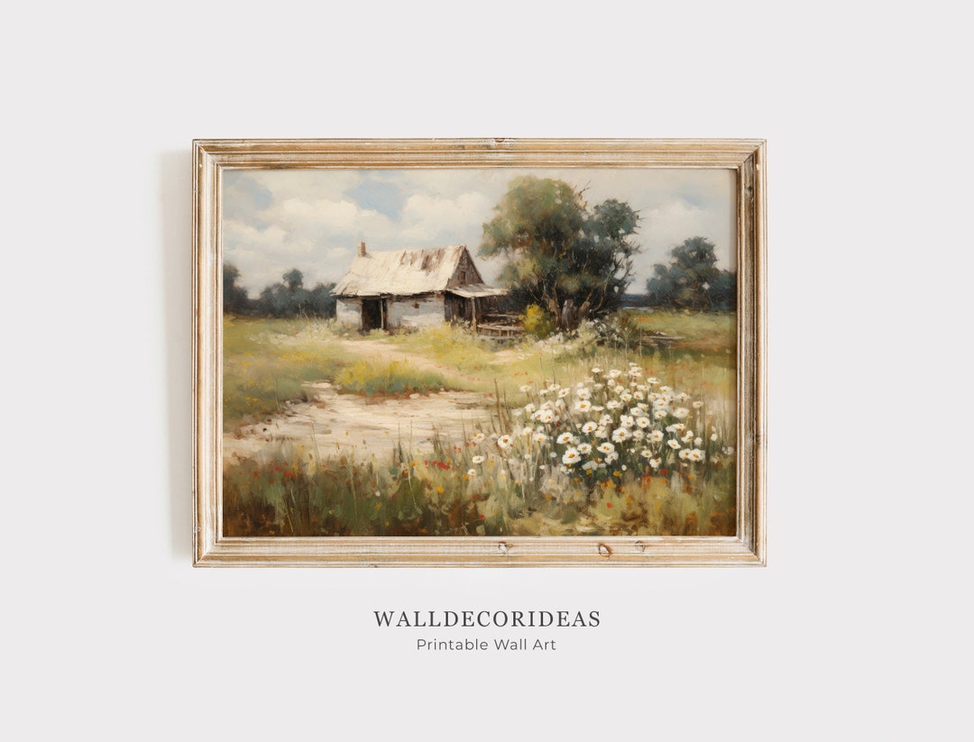 Cottage Oil Painting | Rose Garden Wall Art | Vintage Digital Print ...