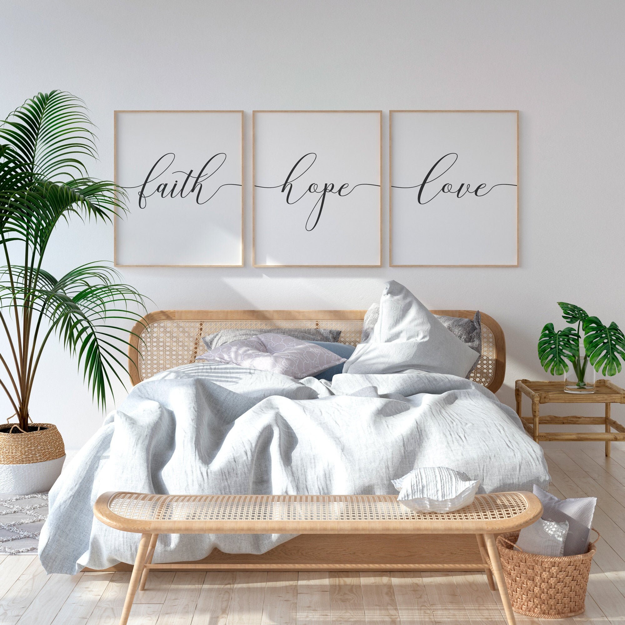 Faith Hope Love Print Set of 3 Wall Art Christian Wall | Etsy