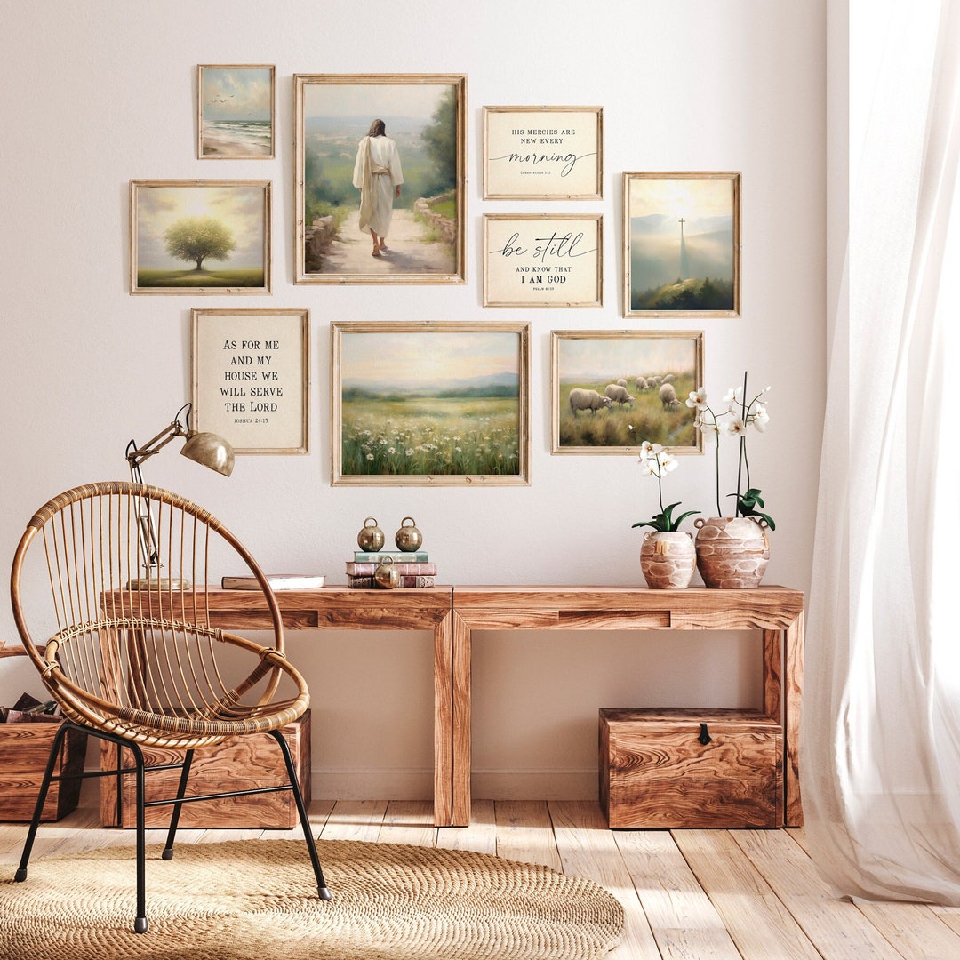 Christian Wall Art, Set of 9 Printables, Bible Verse Art, Farmhouse ...