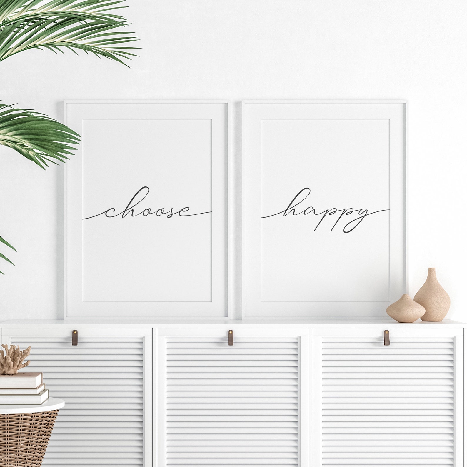 Choose Happy Sign Printable Quotes Set of 2 Wall Art Above | Etsy