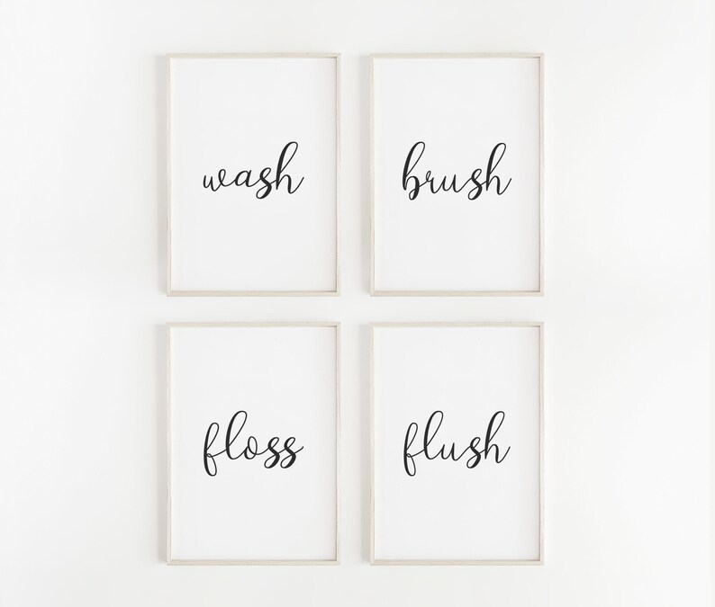 Bathroom Art Print Wash Brush Floss Flush Print Bathroom | Etsy