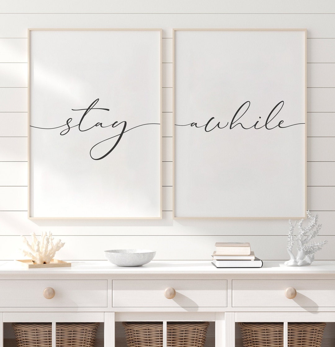 Stay Awhile Printable, Guest Room Wall Art, Bedroom Wall Decor ...