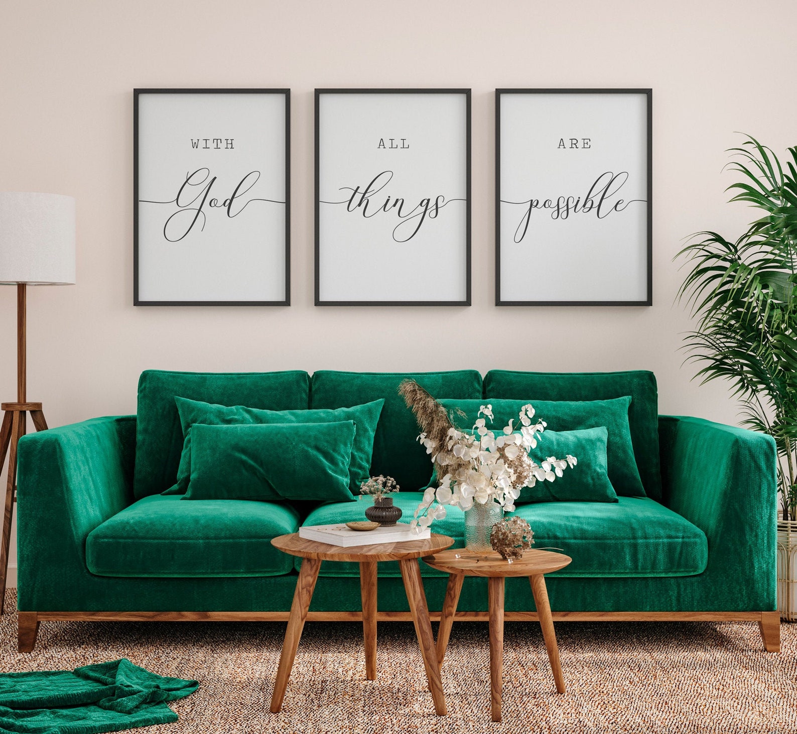 Scripture Wall Decor Bible Verse Print With God All Things - Etsy