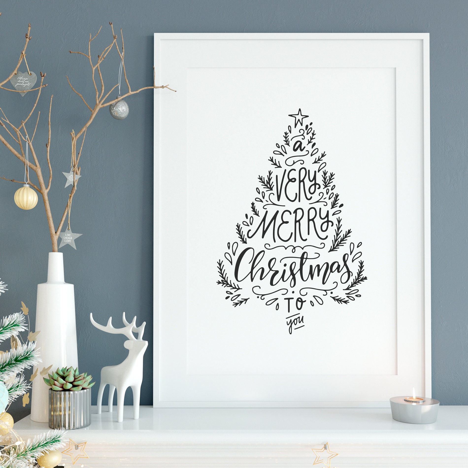Christmas Tree Print Christmas Decorations Merry Christmas - Etsy
