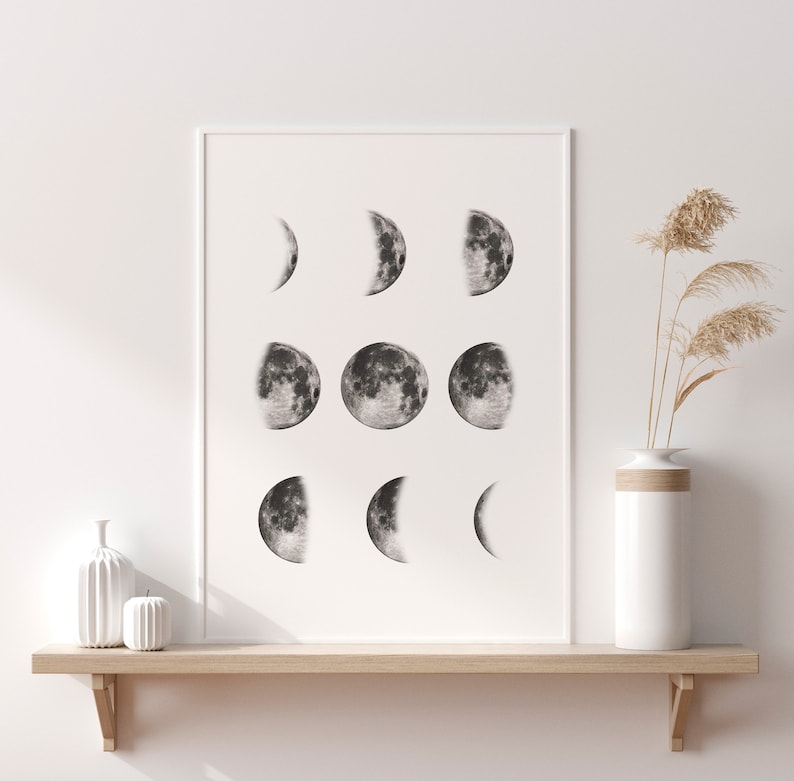 Moon Printable Art Moon Phases Print Moon Phase Wall Art | Etsy