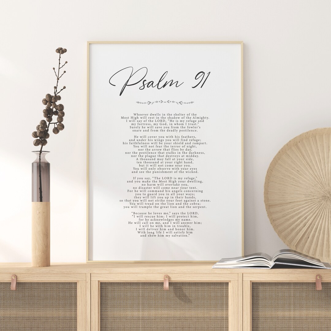 Psalm 91 Print, Scripture Wall Decor, Bible Verse Print, Religious Wall ...