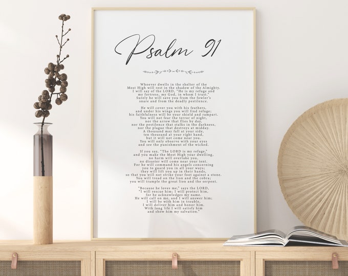 Psalm 91 Poster. Printable PDF Gift Psalm 91 Prayer Card Wall Decor. A4 ...