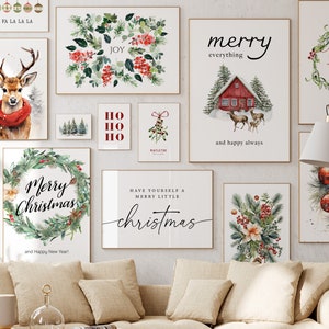 Christmas Printable Set of 12 | Festive Gallery Wall Art | Christmas ...
