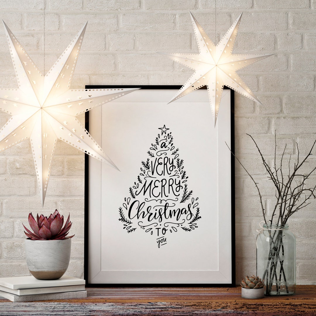 Christmas Tree Print, Christmas Decorations, Merry Christmas Print ...