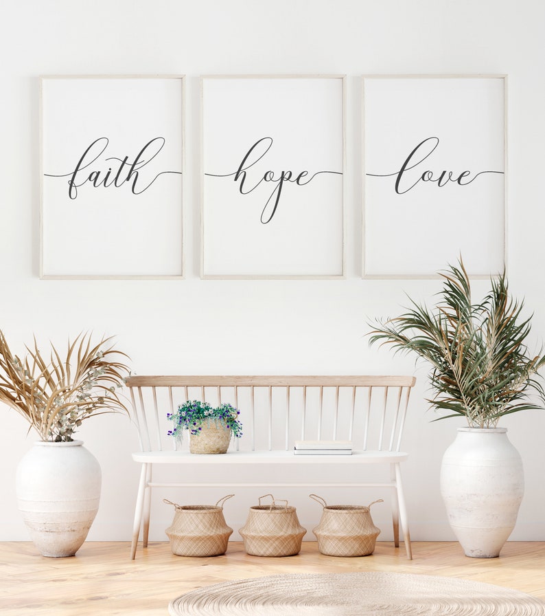 Faith Hope Love Print Set of 3 Wall Art Christian Wall - Etsy