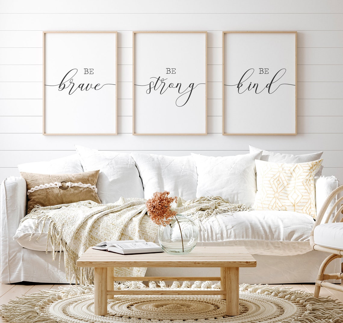 Be Brave Be Strong Be Kind Printable Set Bedroom Wall Decor - Etsy