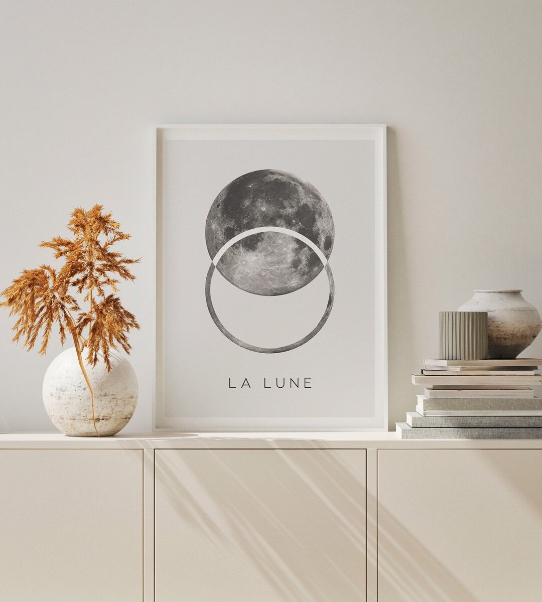 Moon Wall Art Poster, La Lune Affiche Scandinave, Full Moon Lunar Cycle ...