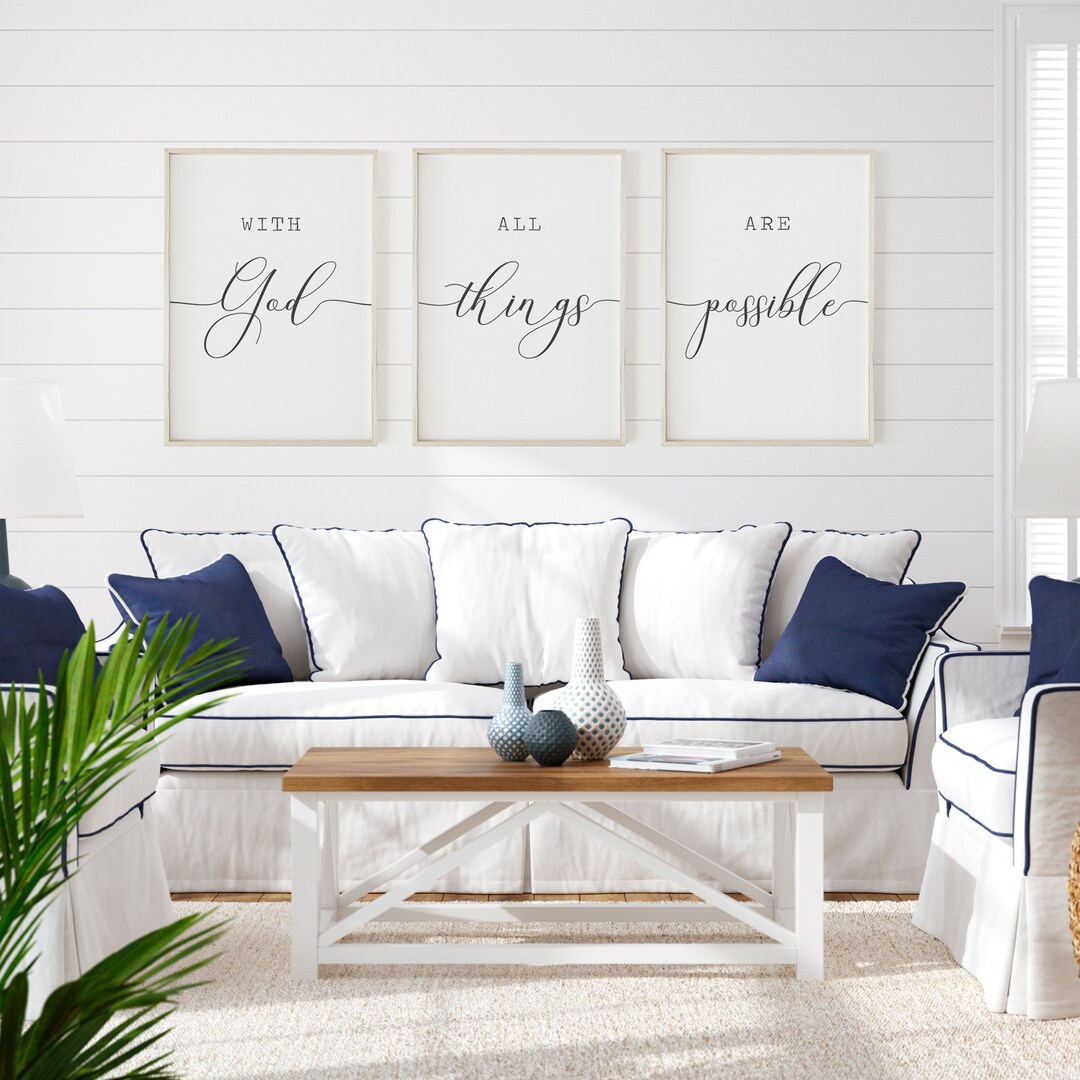 Scripture Wall Decor, Bible Verse Print, With God All Things Are ...