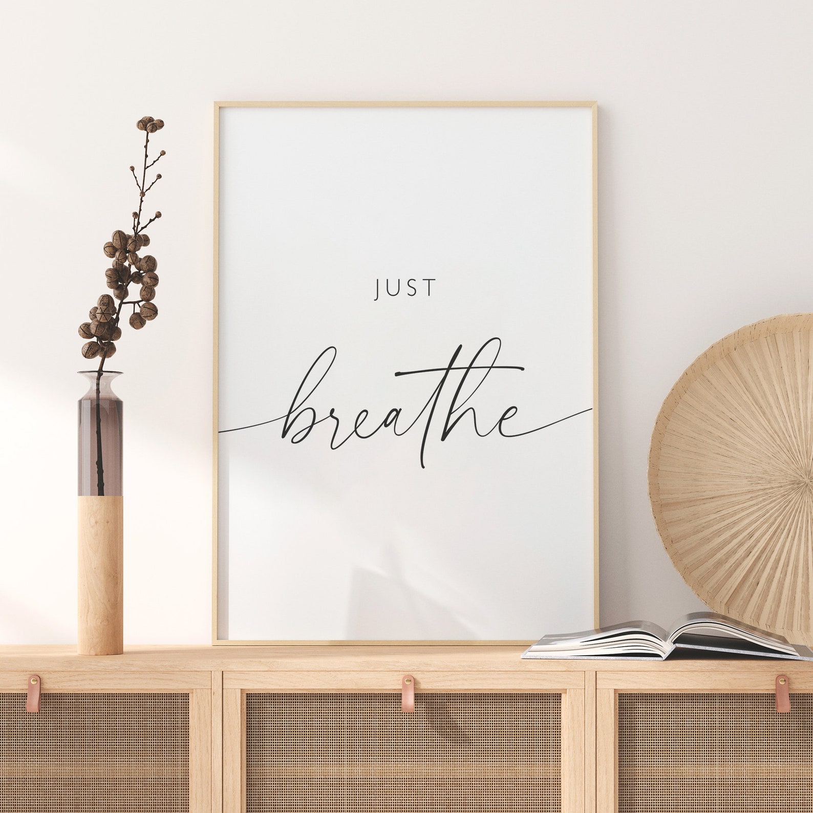 Just Breathe Print, Printable Art, Just Breathe Sign, Inhale Exhale ...