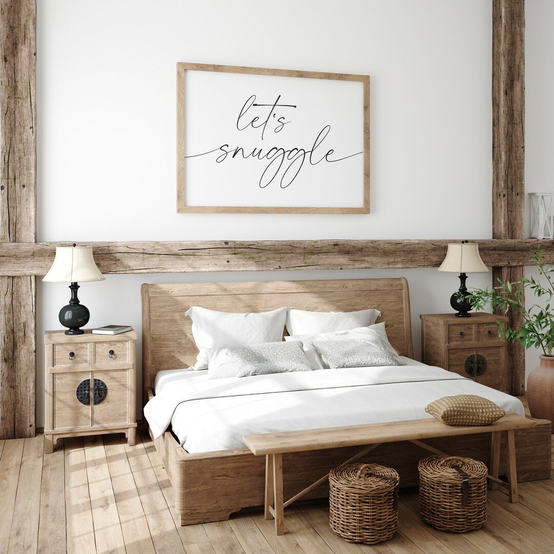 Let's Snuggle Sign, Lets Snuggle Printable, Master Bedroom Wall Decor ...