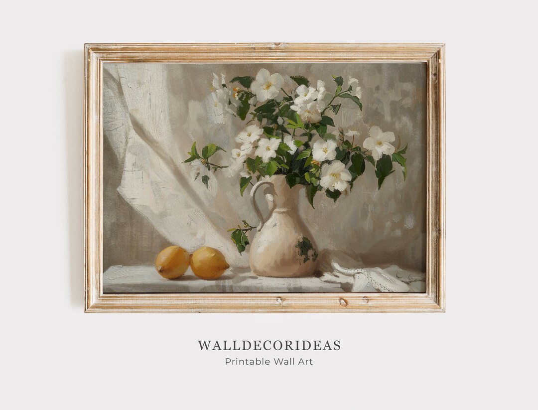 Neutral Still Life Oil Painting | Farmhouse Kitchen Decor | Vintage ...