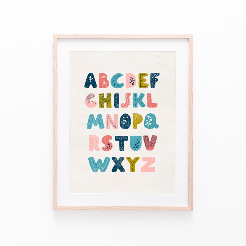 Kids Room Wall Decor Alphabet Printable Nursery Wall Art | Etsy