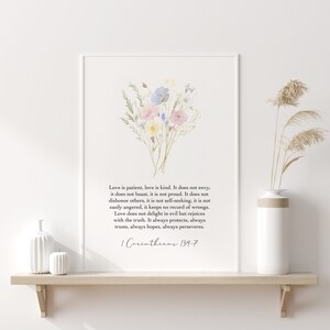 Printable Art 1 Corinthians 13:4-7 | Love Bible Verse | Christian Wall ...