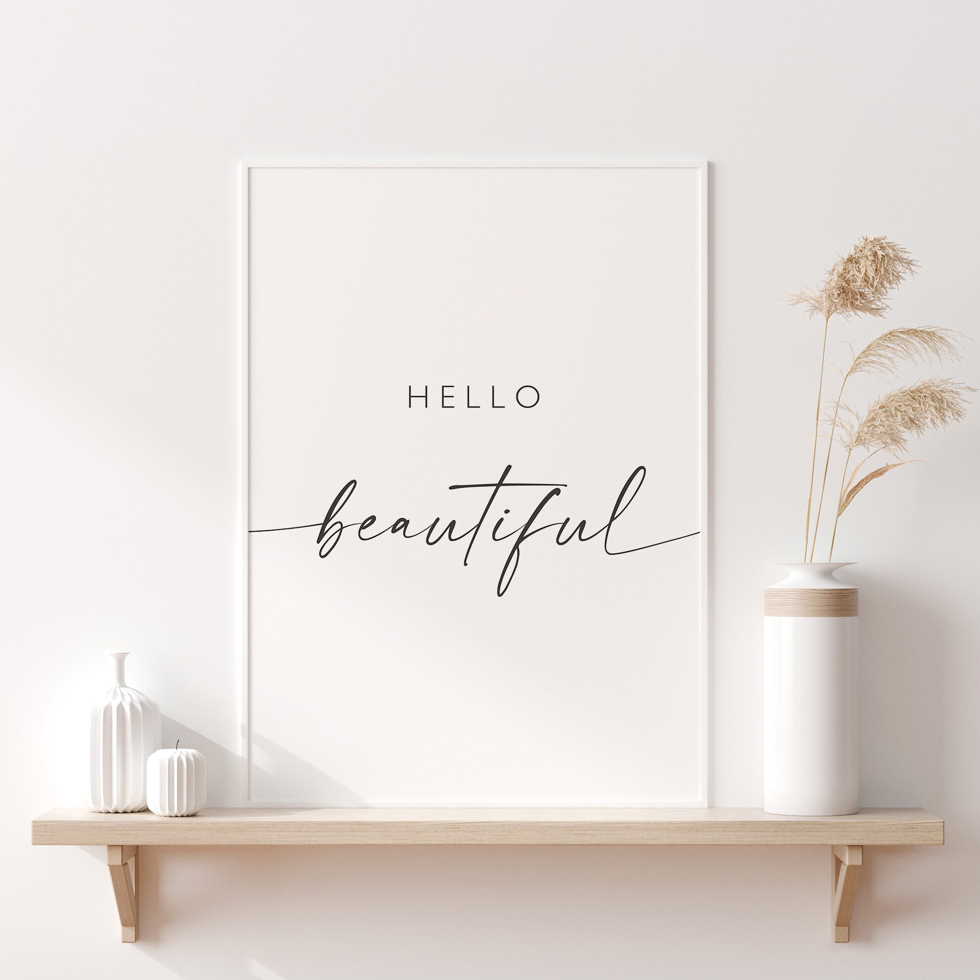 Hello Beautiful Sign Printable Quotes Bedroom Wall Decor | Etsy