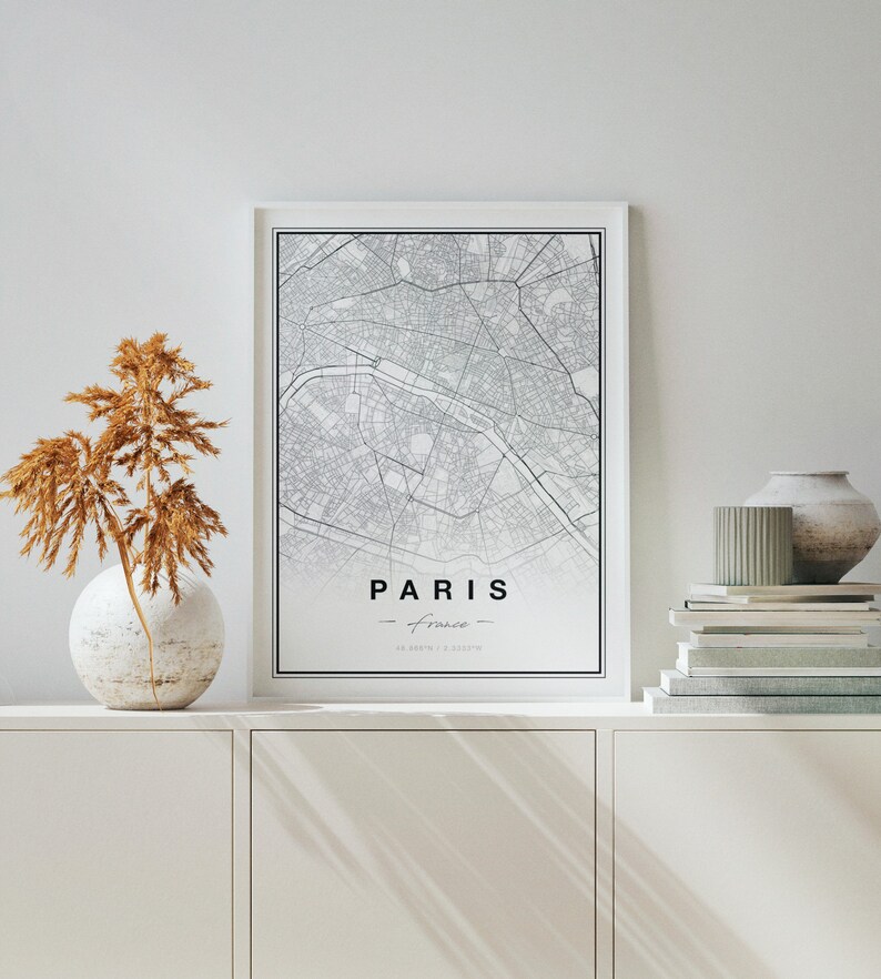 Paris Map Print Printable Map of Paris City Map Art Paris - Etsy