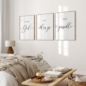 Scripture Wall Decor, Bible Verse Print, With God All Things Are ...
