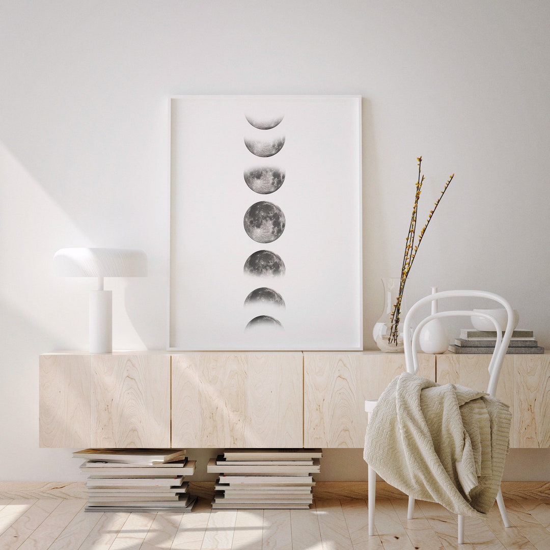 Moon Print, Phases of the Moon, Moon Wall Art, Moon Phases Poster ...