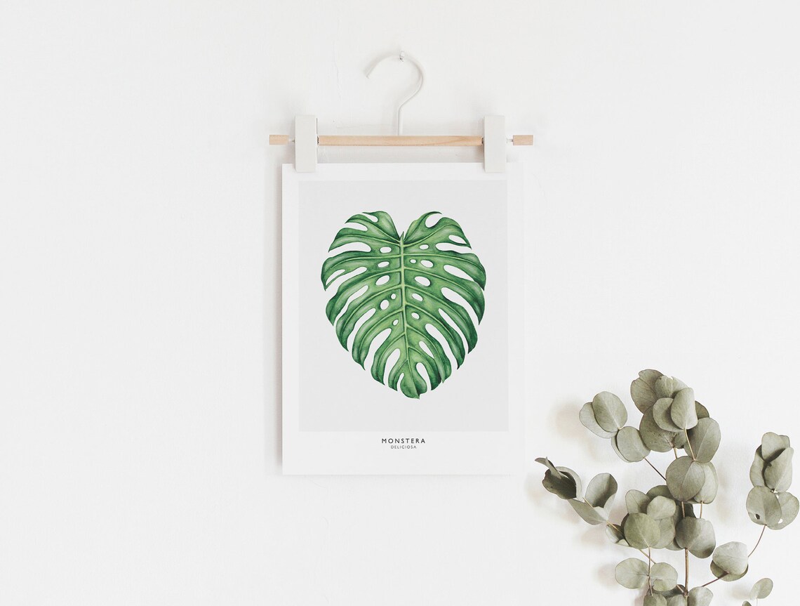 Monstera Wall Art Printable, Tropical Leaf, Printable Download ...
