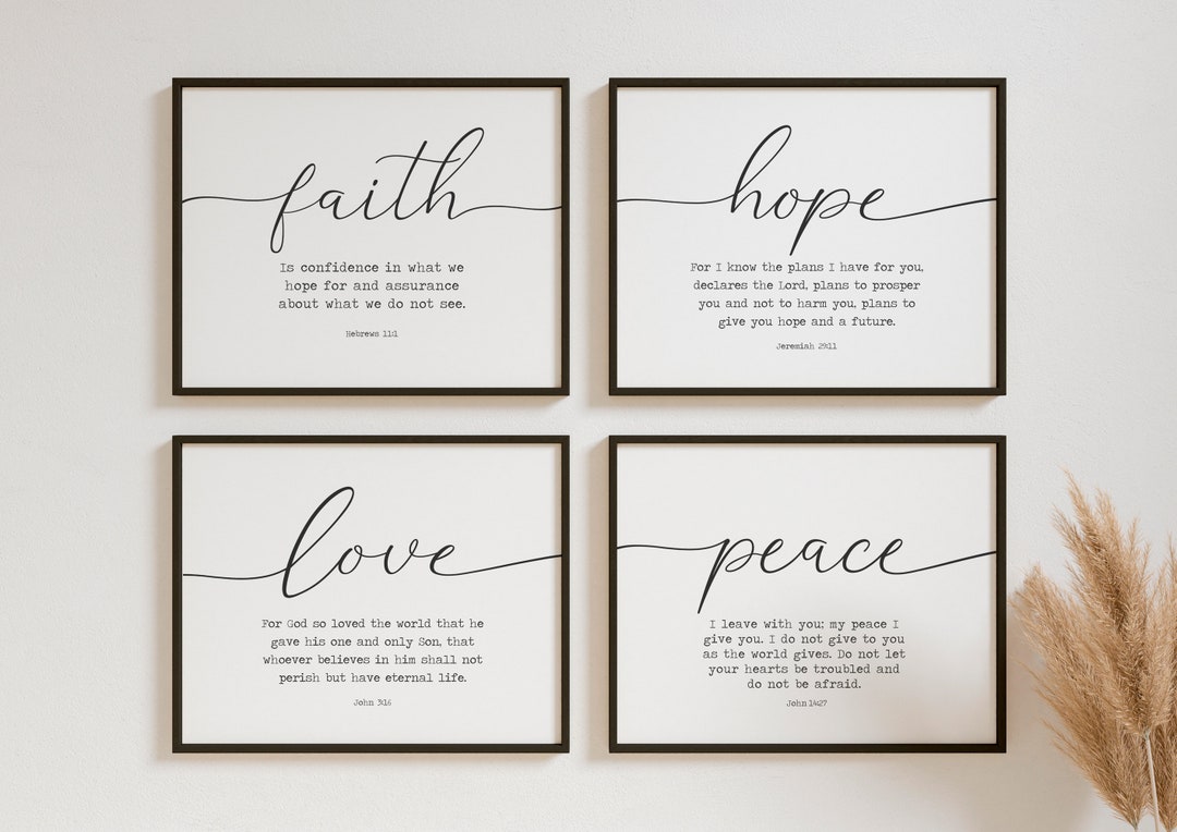 Faith Hope Love Wall Art, Bible Verse Print, Printable Art, Christian ...