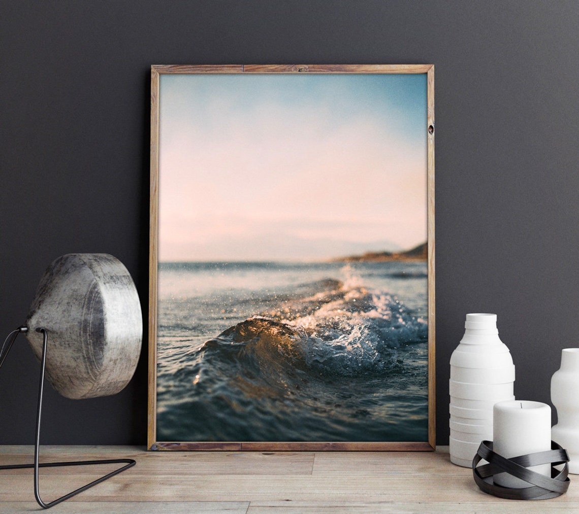 Beach Sunset Ocean Wave Beach Poster Beach Print Ocean Print Coastal ...