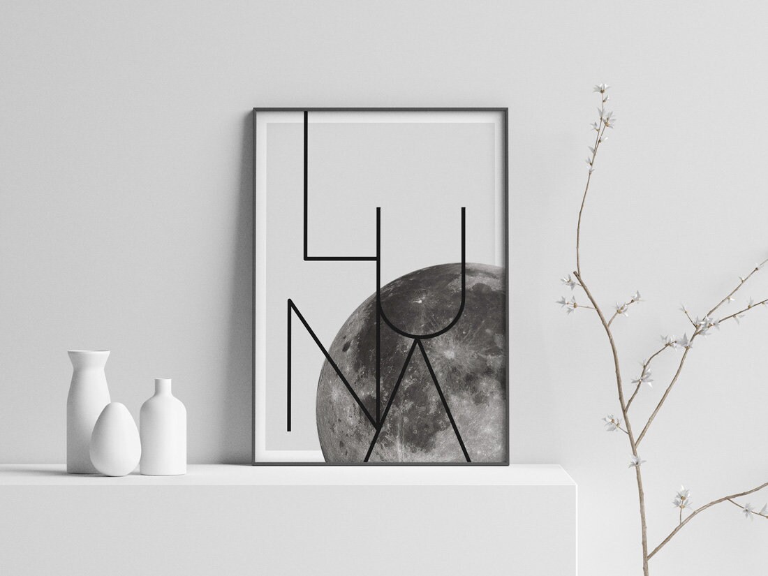 Moon Poster Moon Print Moon Picture La Luna La Lune Luna Art | Etsy