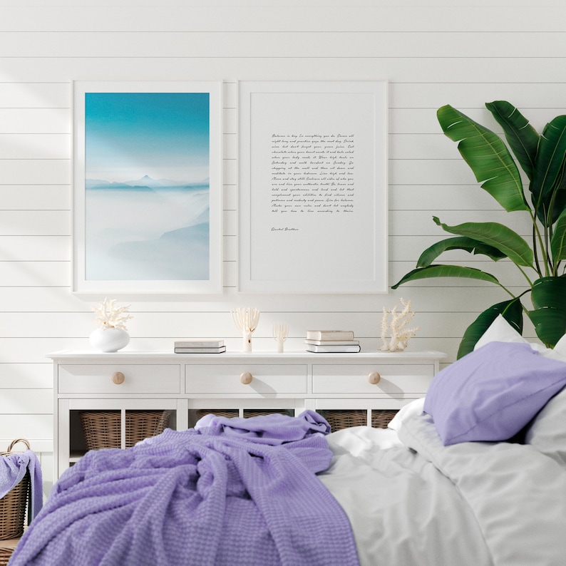 Set of 2 Prints Bedroom Above Bed Decor Mountain Wall Art - Etsy